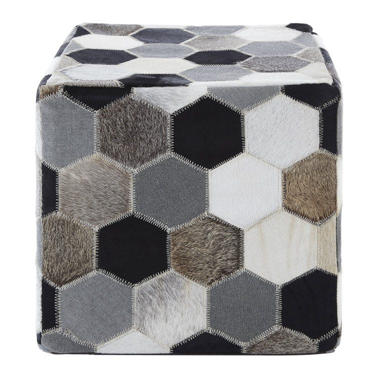 Gracie Oaks Copenhagen 40cm Wide Genuine Leather Square Pouffe Ottoman | Wayfair.co.uk